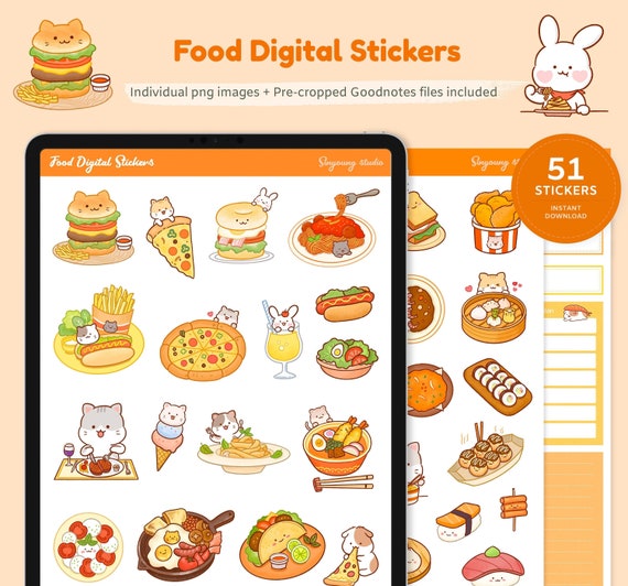 Cute Food Digital Planner Stickers Fast Food Goodnotes | Etsy
