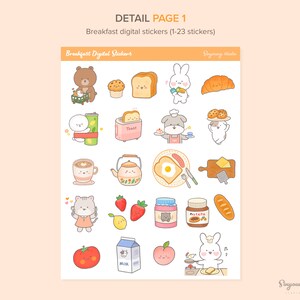 Cute Breakfast Digital Planner Stickers | Food Goodnotes Sticker Sheet ...