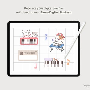 Cute Piano Digital Stickers for Goodnotes, Piano Practice Sticker Sheet ...