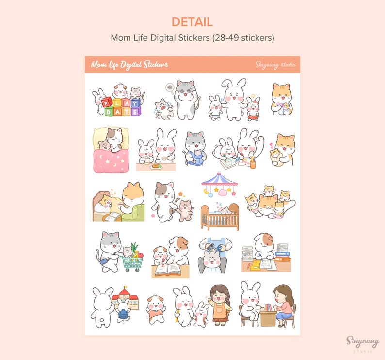 Cute Mom Life Digital Planner Stickers | Hand Drawn Childcare Goodnotes ...
