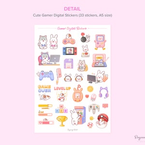 Cute Gamer Digital Stickers | Gaming Goodnotes Stickers | Game ...