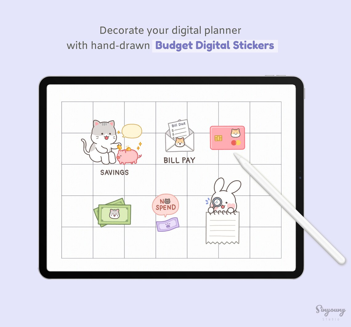Cute Budget and Finance Digital Stickers | Expense & Income Goodnotes ...