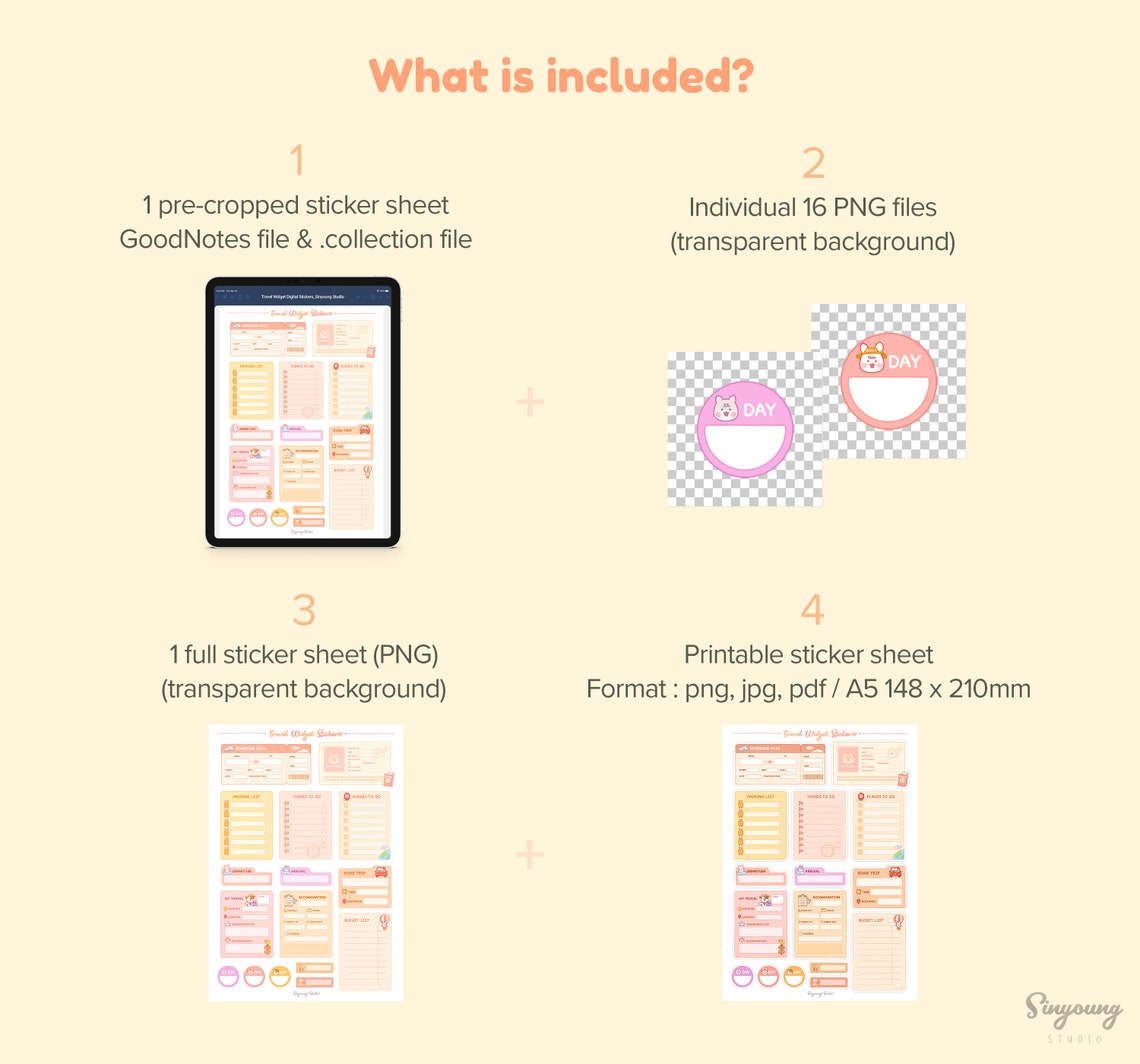 Cute Travel Widget Digital Stickers | Sticky Notes Goodnotes Stickers ...