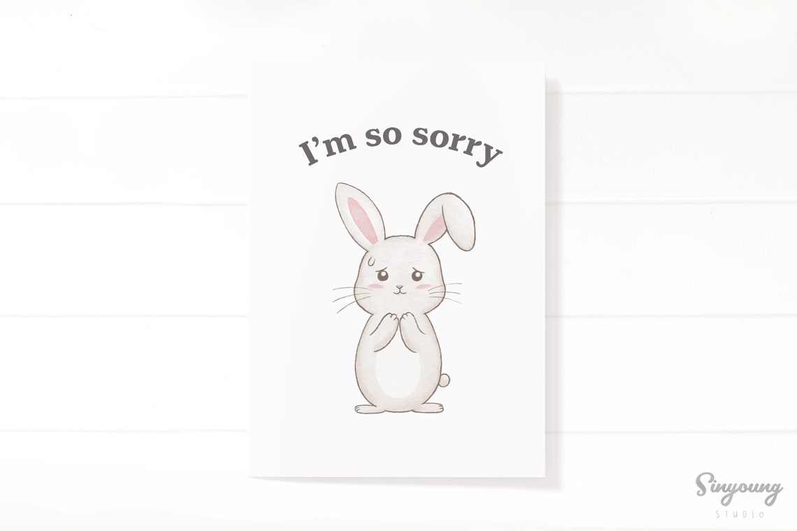 I'm so Sorry Bunny Printable card Cute Apology Card | Etsy