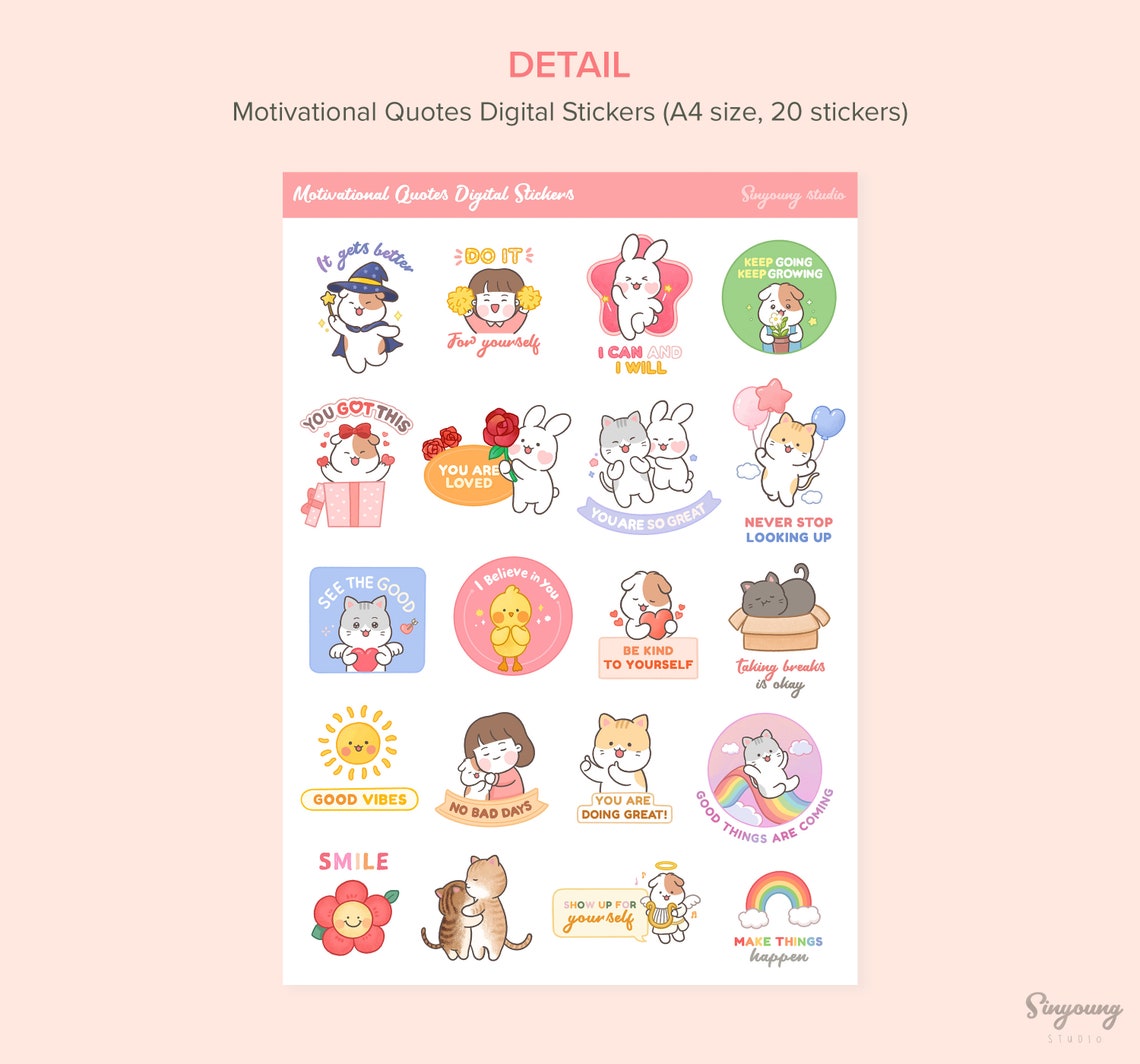 Cute Motivational Quotes Stickers for Digital Planner | Positive ...