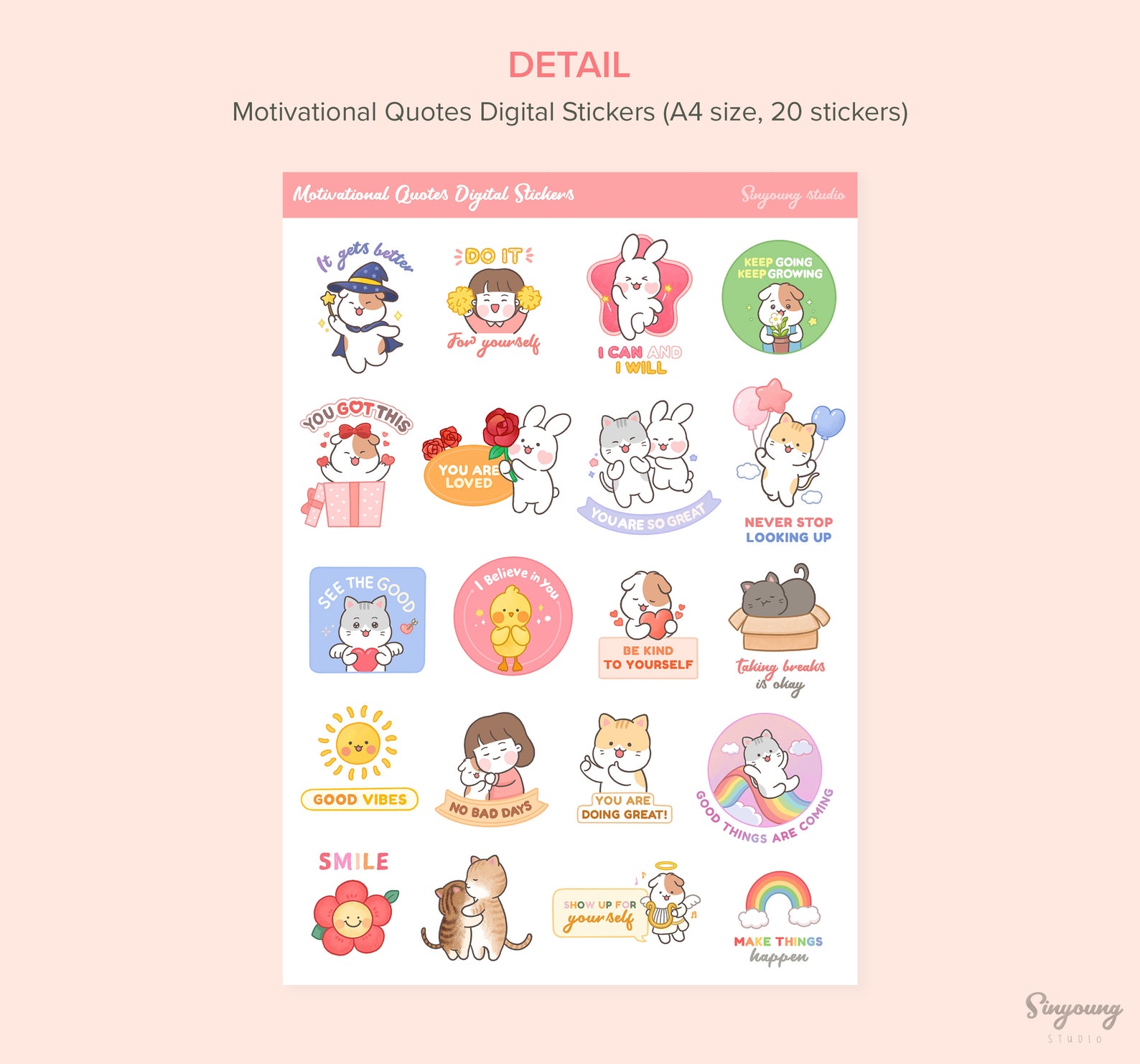 Cute Motivational Quotes Stickers for Digital Planner | Positive ...