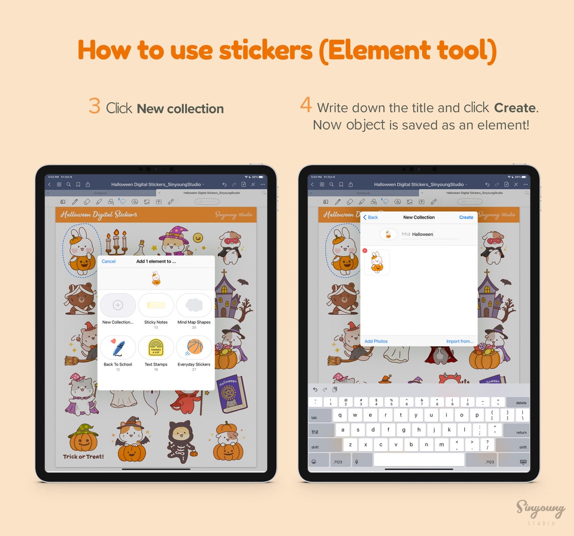 Cute Halloween Digital Stickers Spooky Season Goodnotes - Etsy