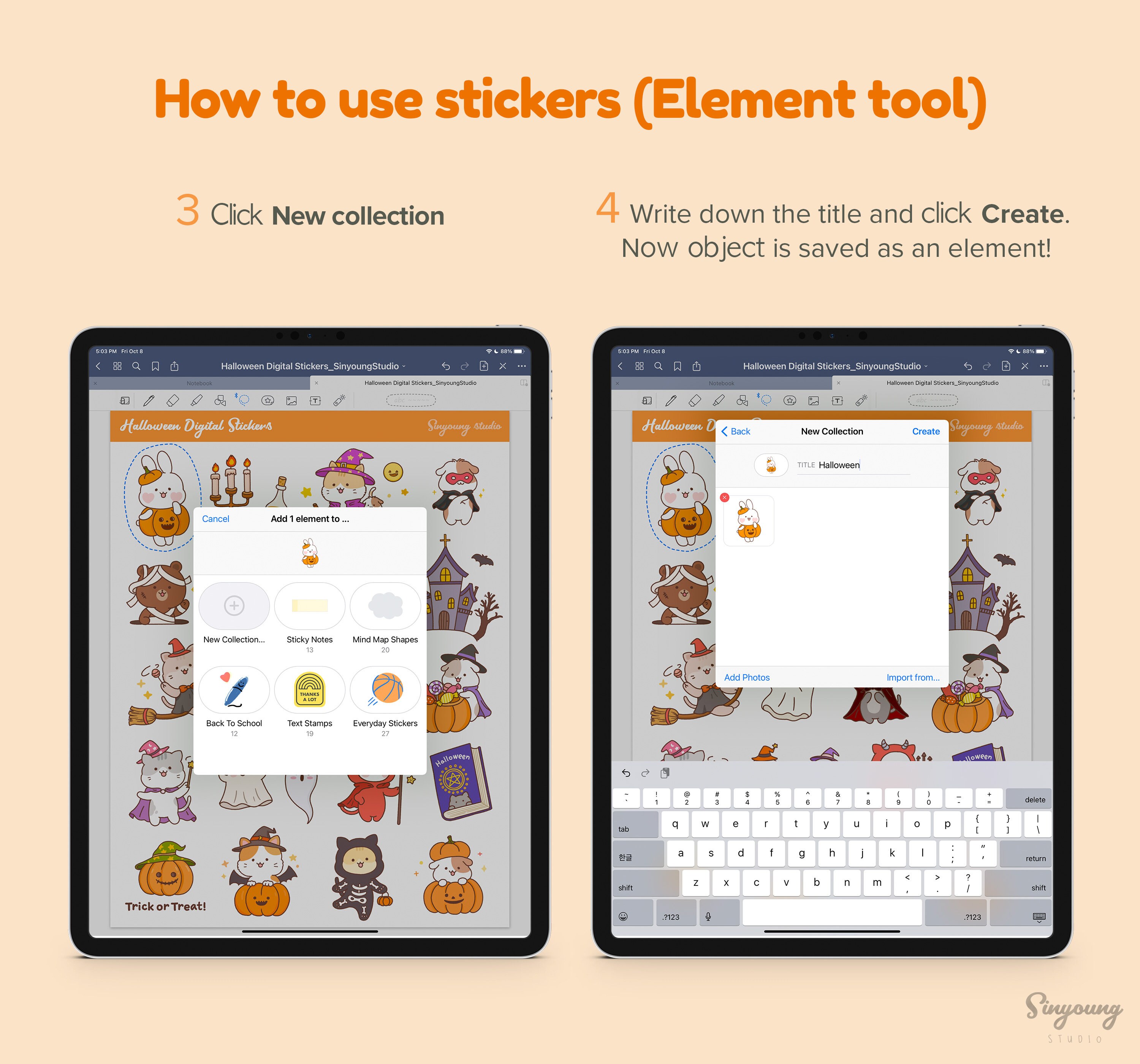 Cute Halloween Digital Stickers Spooky Season Goodnotes - Etsy