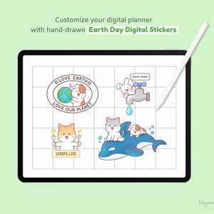 Cute Earth Day Stickers for Digital Planner | Eco Friendly Goodnotes ...
