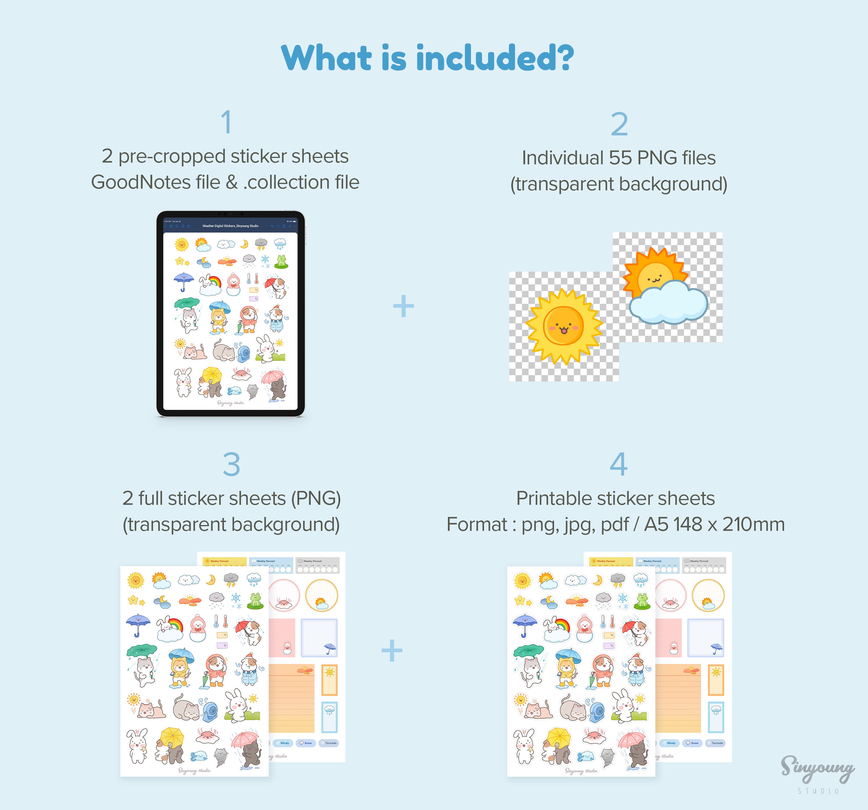 Cute Weather Stickers for Digital Planner | Weather Icon Goodnotes ...