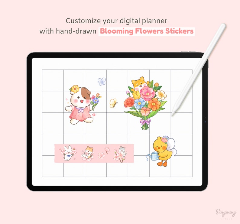 Cute Blooming Flowers Stickers for Digital Planner | Spring Floral ...