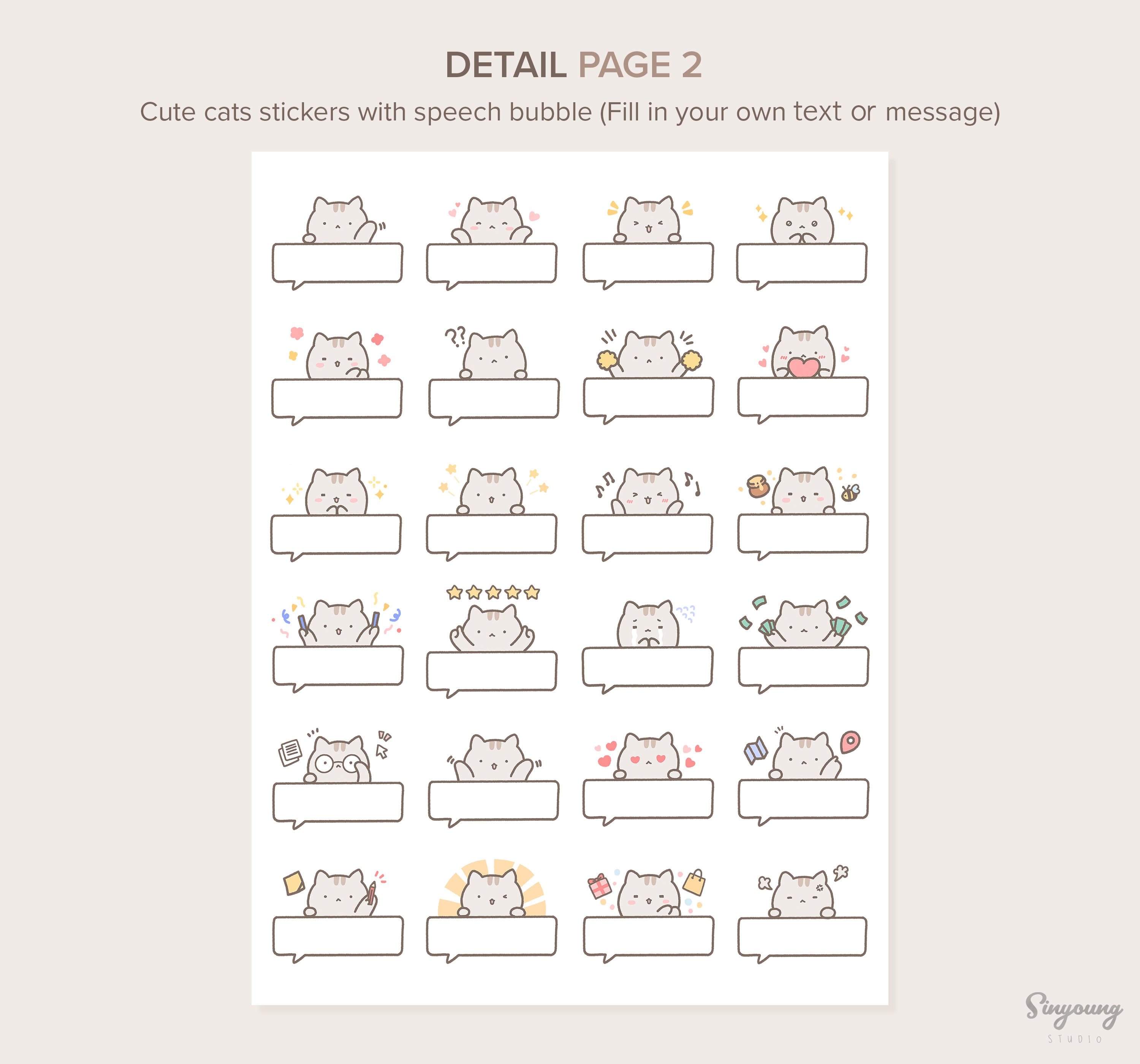 Cute Cats With Speech Bubble Stickers for Digital Planner - Etsy