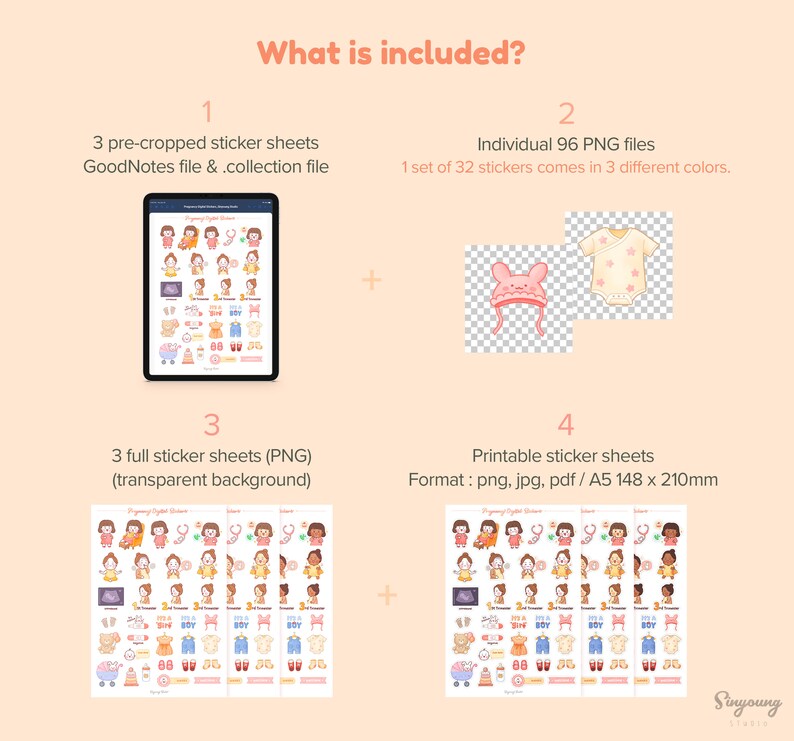 Cute Pregnancy Digital Stickers | Pregnant Woman Character Goodnotes ...