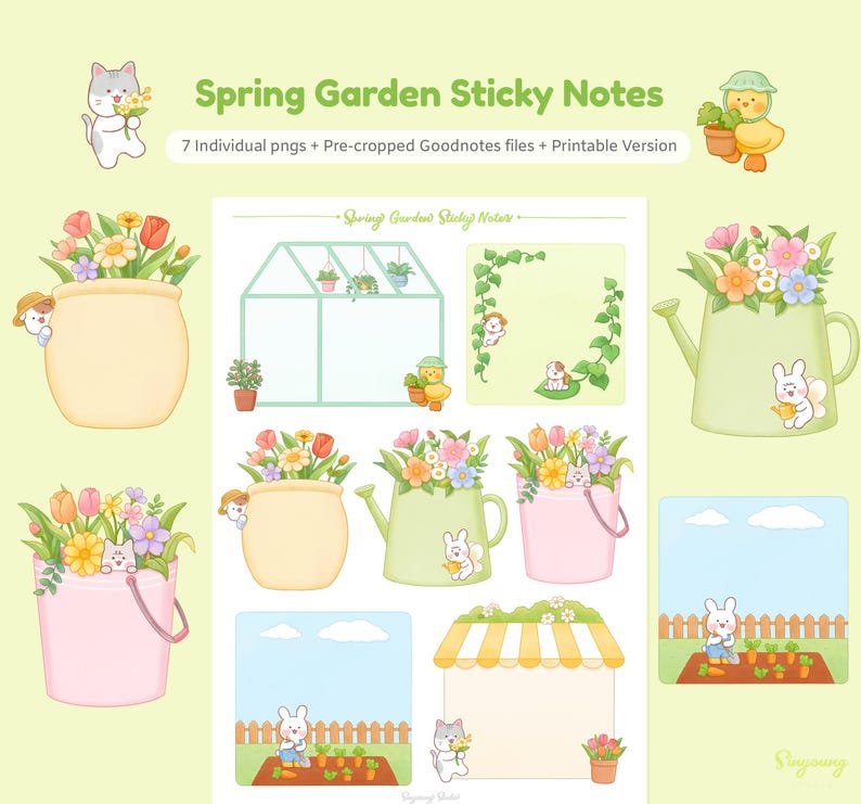Cute Spring Garden Digital Sticky Notes | Gardening Goodnotes Stickers ...