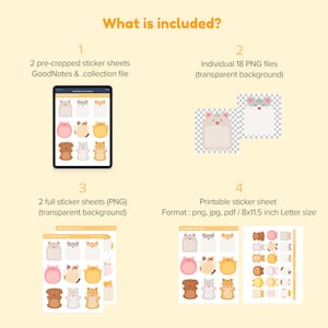 Cute Animal Face Sticky Notes for Digital Planner Cat, Bunny, Guinea ...