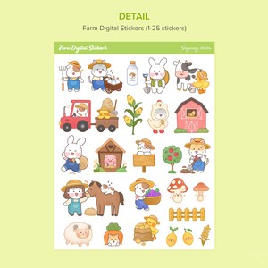 Cute Farm Life Stickers for Digital Planner | Adorable Farm Animal ...