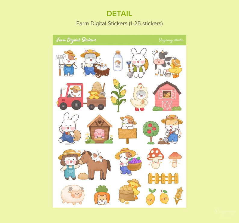 Cute Farm Life Stickers for Digital Planner Adorable Farm - Etsy