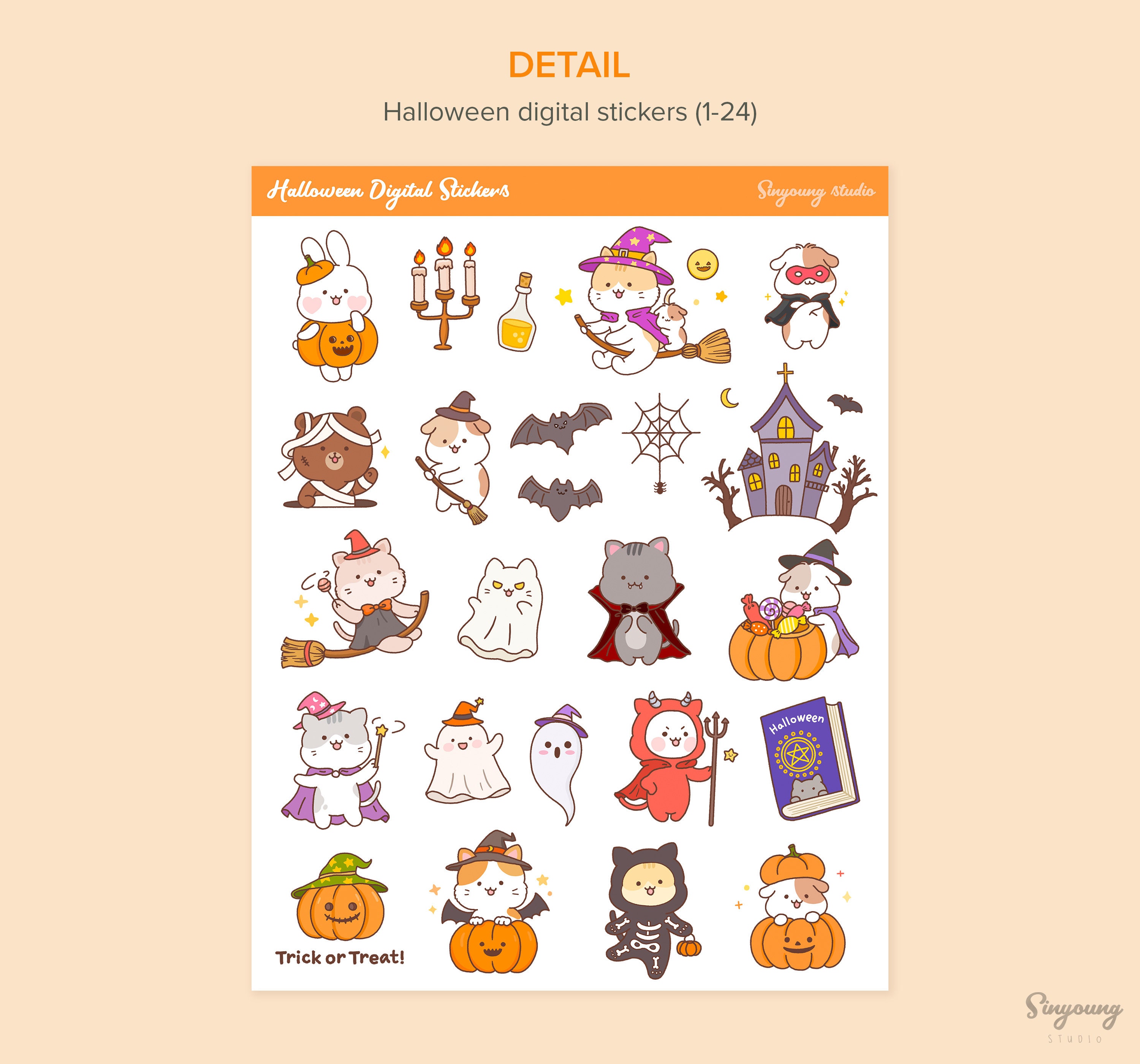 Cute Halloween Digital Stickers Spooky Season Goodnotes - Etsy