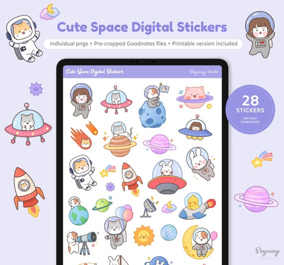 Cute Space Stickers for Digital Planner Astronaut and Space - Etsy