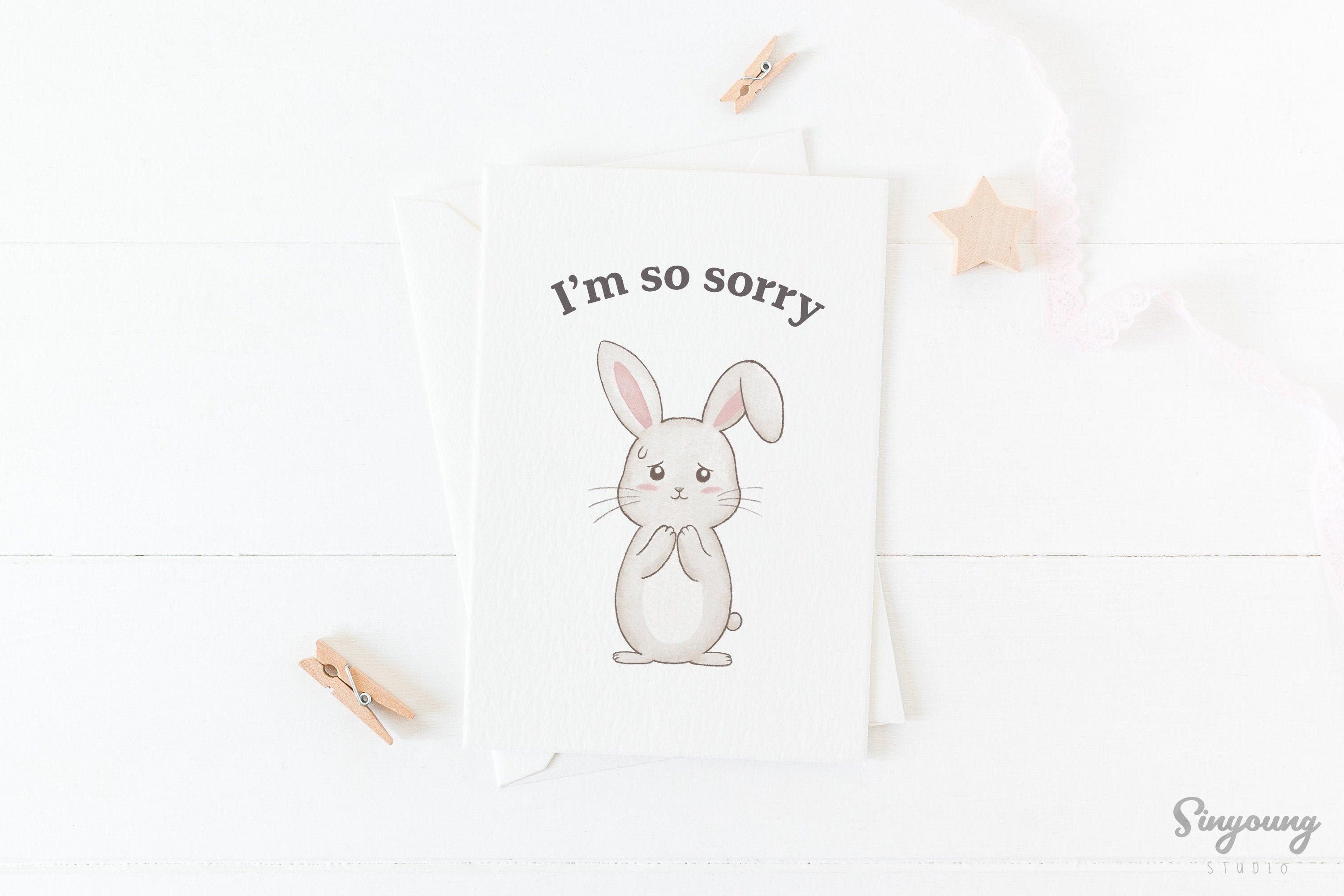 I'm so Sorry Bunny Printable card Cute Apology Card | Etsy