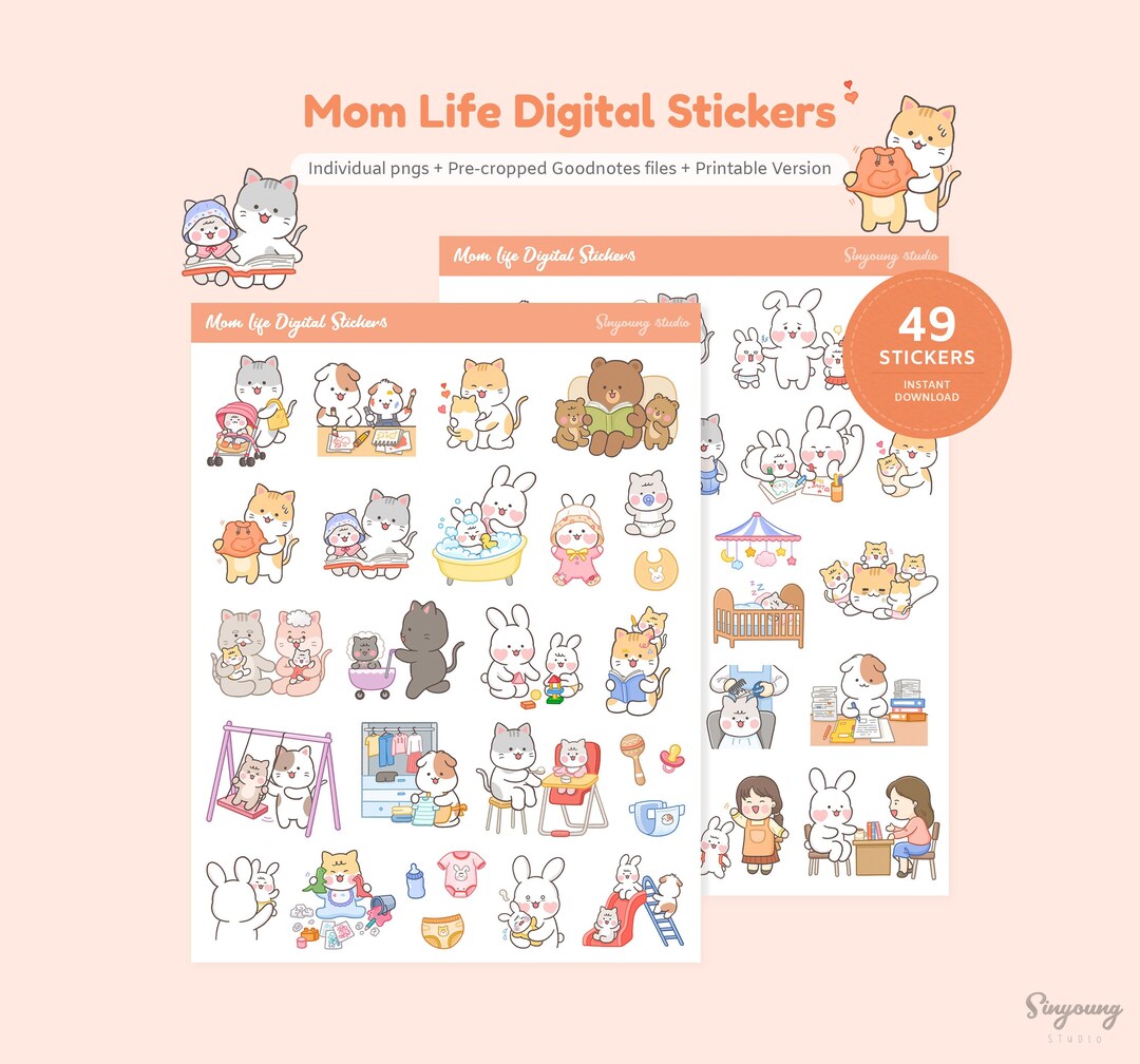 Cute Mom Life Digital Planner Stickers | Hand Drawn Childcare Goodnotes ...