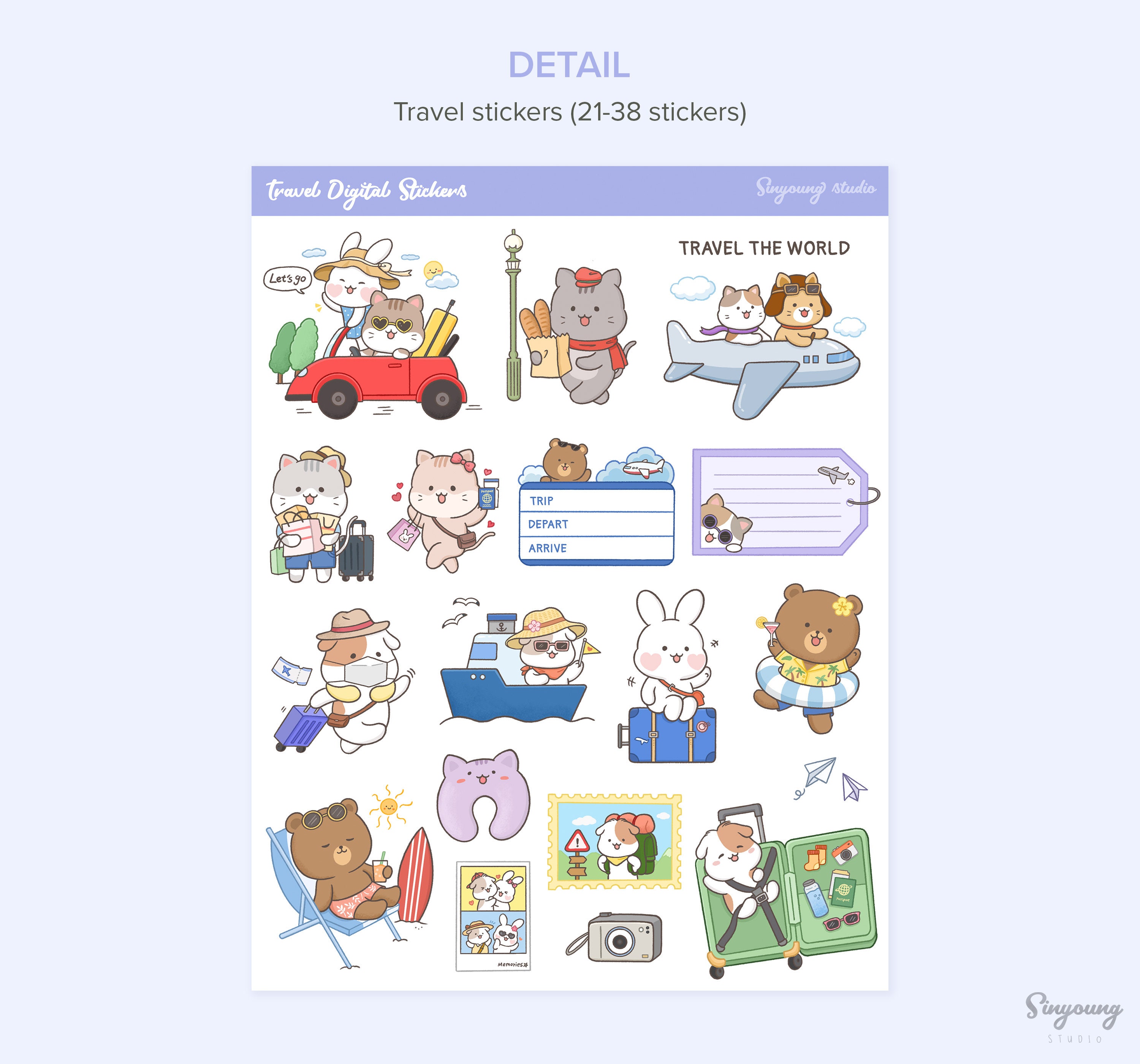 Cute Travel Digital Planner Stickers Holiday Travel - Etsy