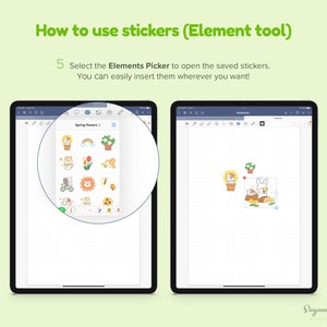 Cute Characters With Spring Flowers Digital Planner Stickers | Etsy