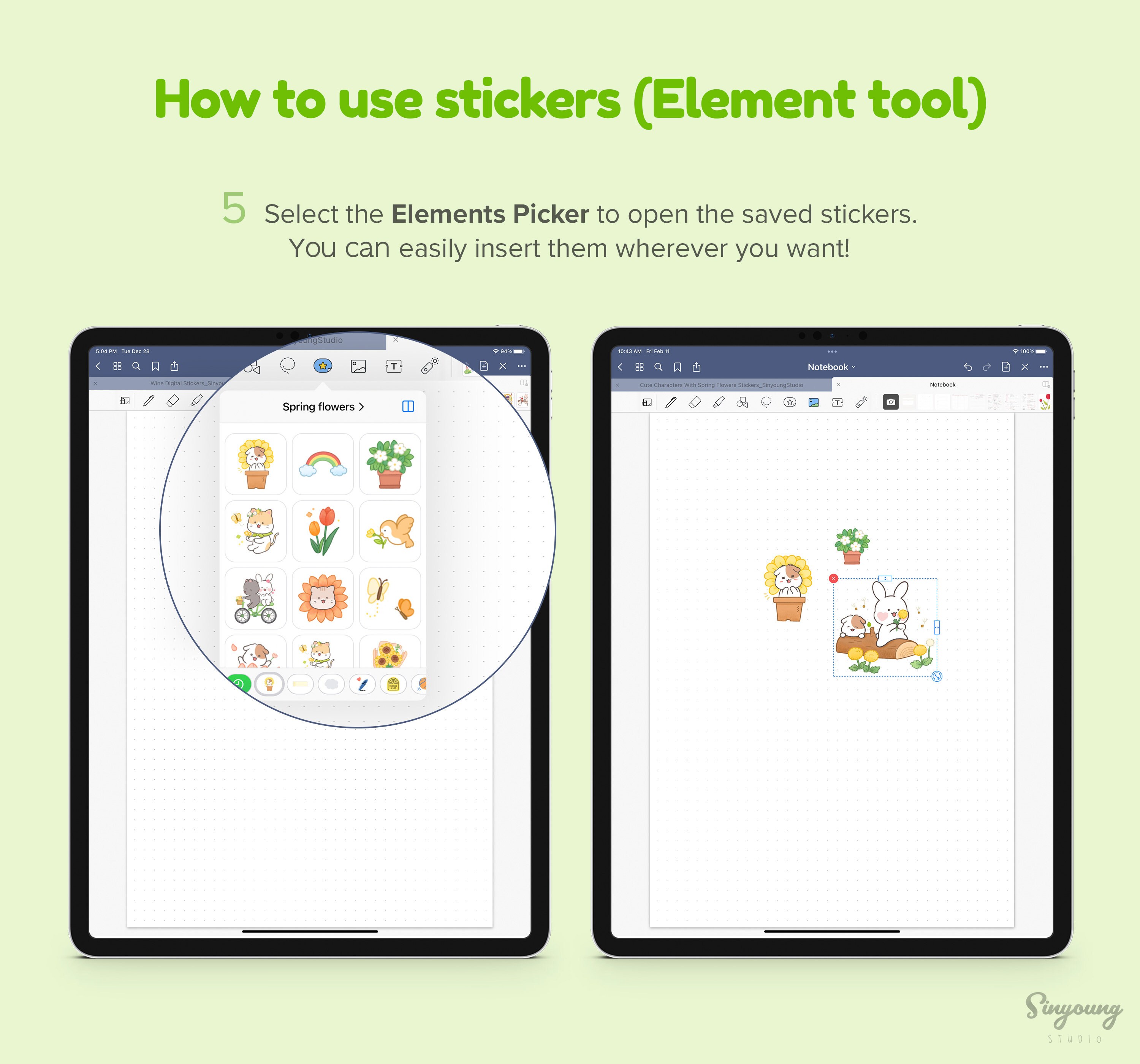 Cute Characters With Spring Flowers Digital Planner Stickers | Etsy