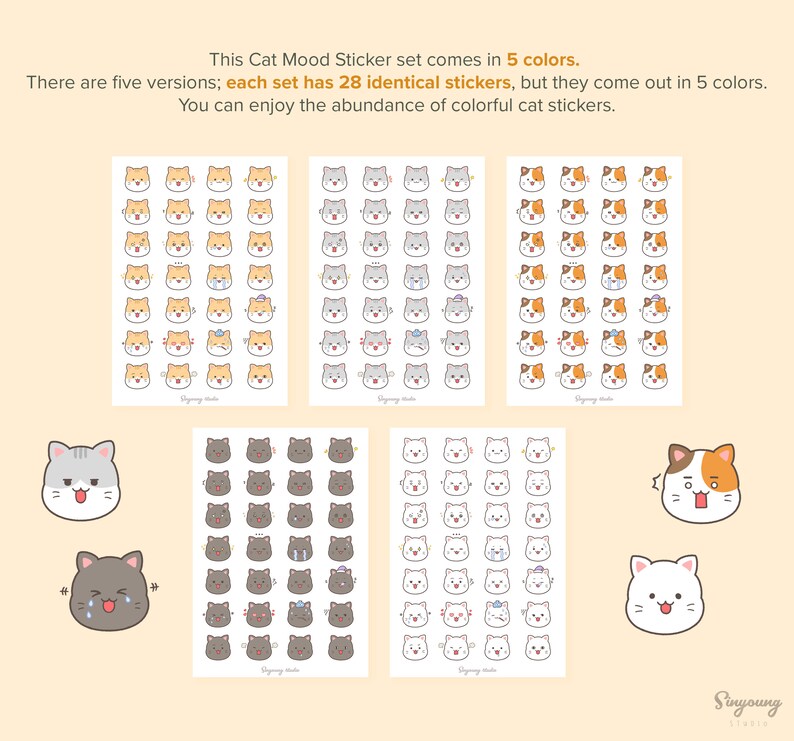 Cute Cat Mood Digital Stickers Cat Face Emoticon Goodnotes - Etsy