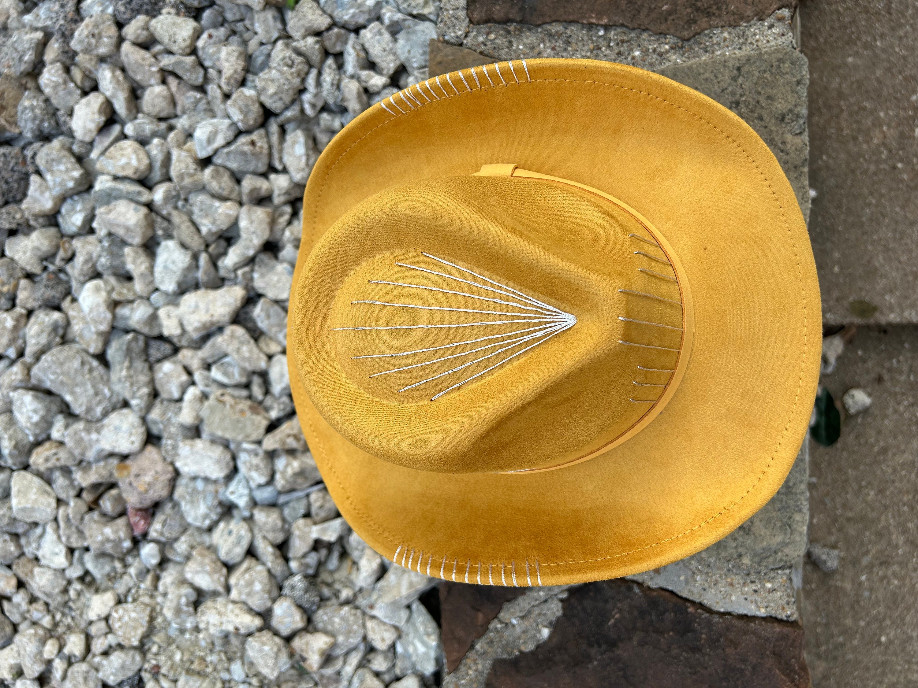 Yellow Cowboy Hat, Short Brim Hat, Felt Hat, Curve Brim Hat, Stiff Brim ...