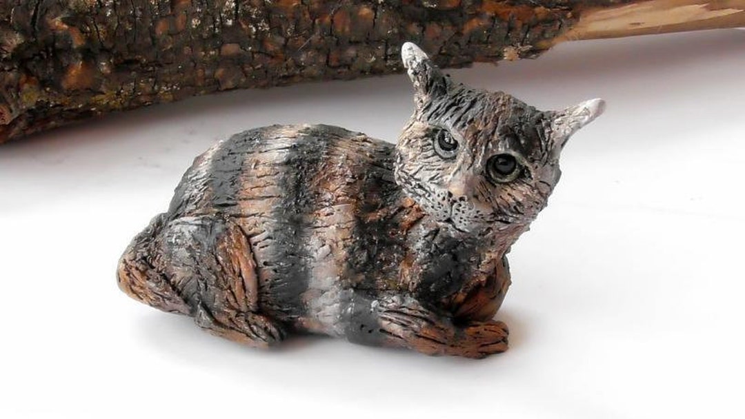 Ceramic Cat, Cat Decor, Figurines Cat, Sculpture Cat , Cat Lover Gift ...