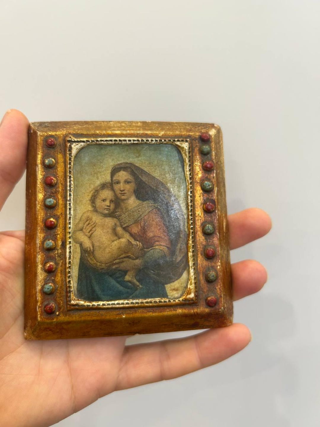 Antique Catholic Icon – Madonna and Child – Handcrafted Wood Plaque ...
