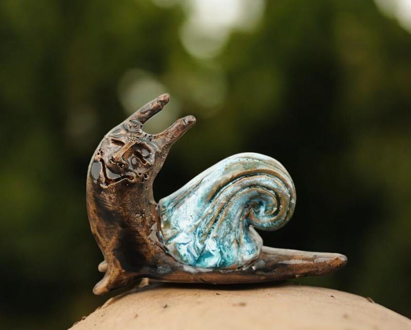 Figurine Snail Ceramic , Ornament Snail , Snail Figurine, Clay ...