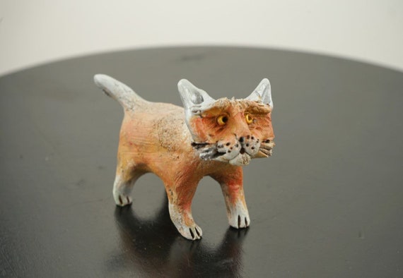 Ceramic Cat Cat Figurine Clay Sculpture Cat Sculpture Cat - Etsy
