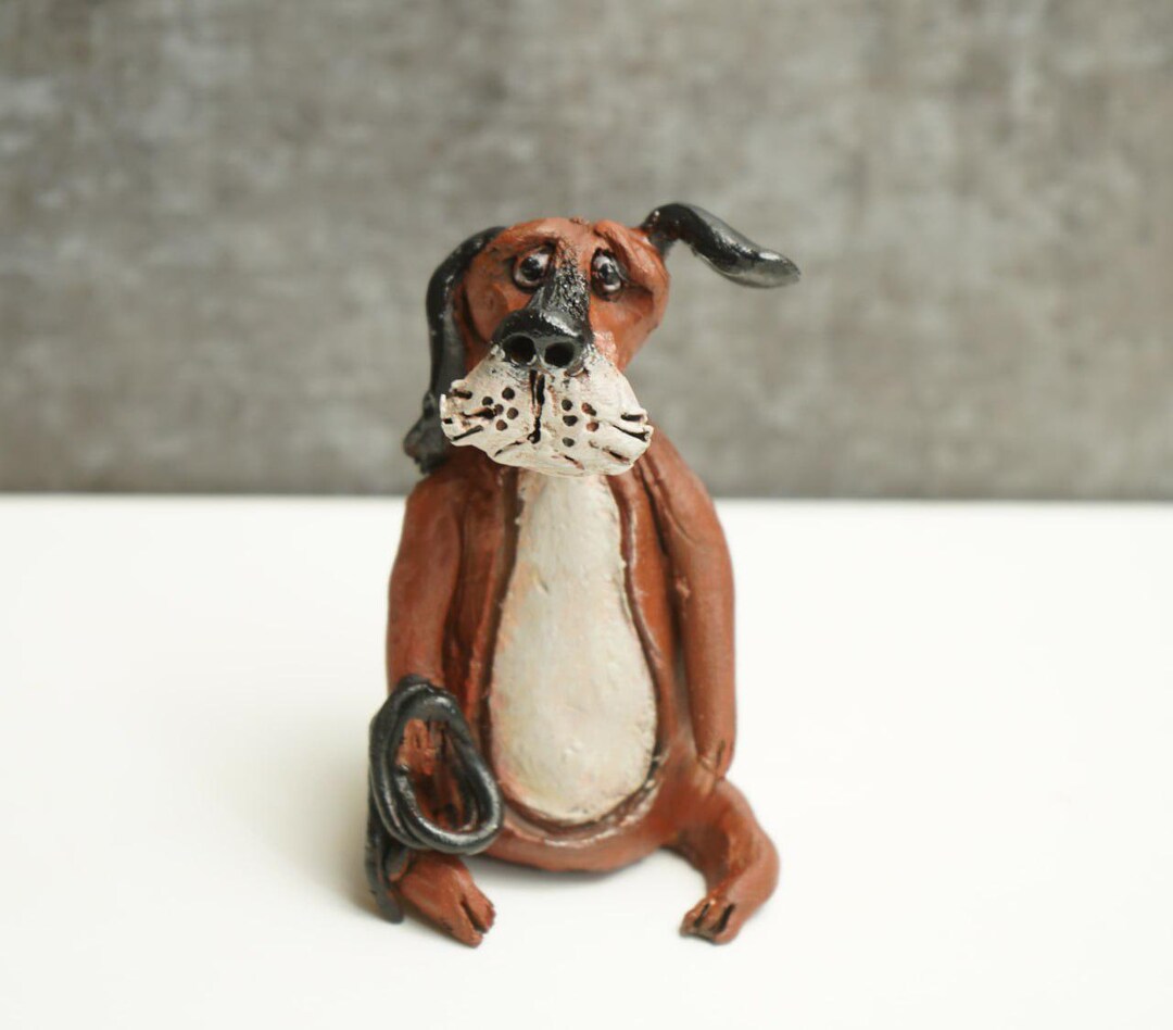Faithful Eyes – One of a Kind Handmade Ceramic Dog Figurine, Unique ...