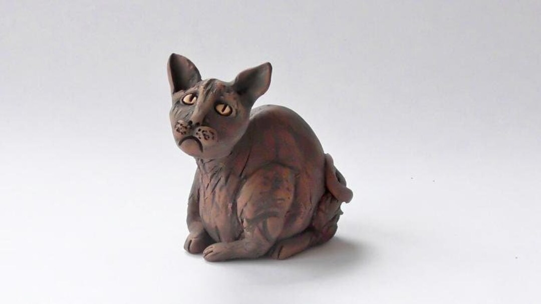 Handmade Sphynx Sad Cat Sculpture – Unique Author’s Art Figurine ...