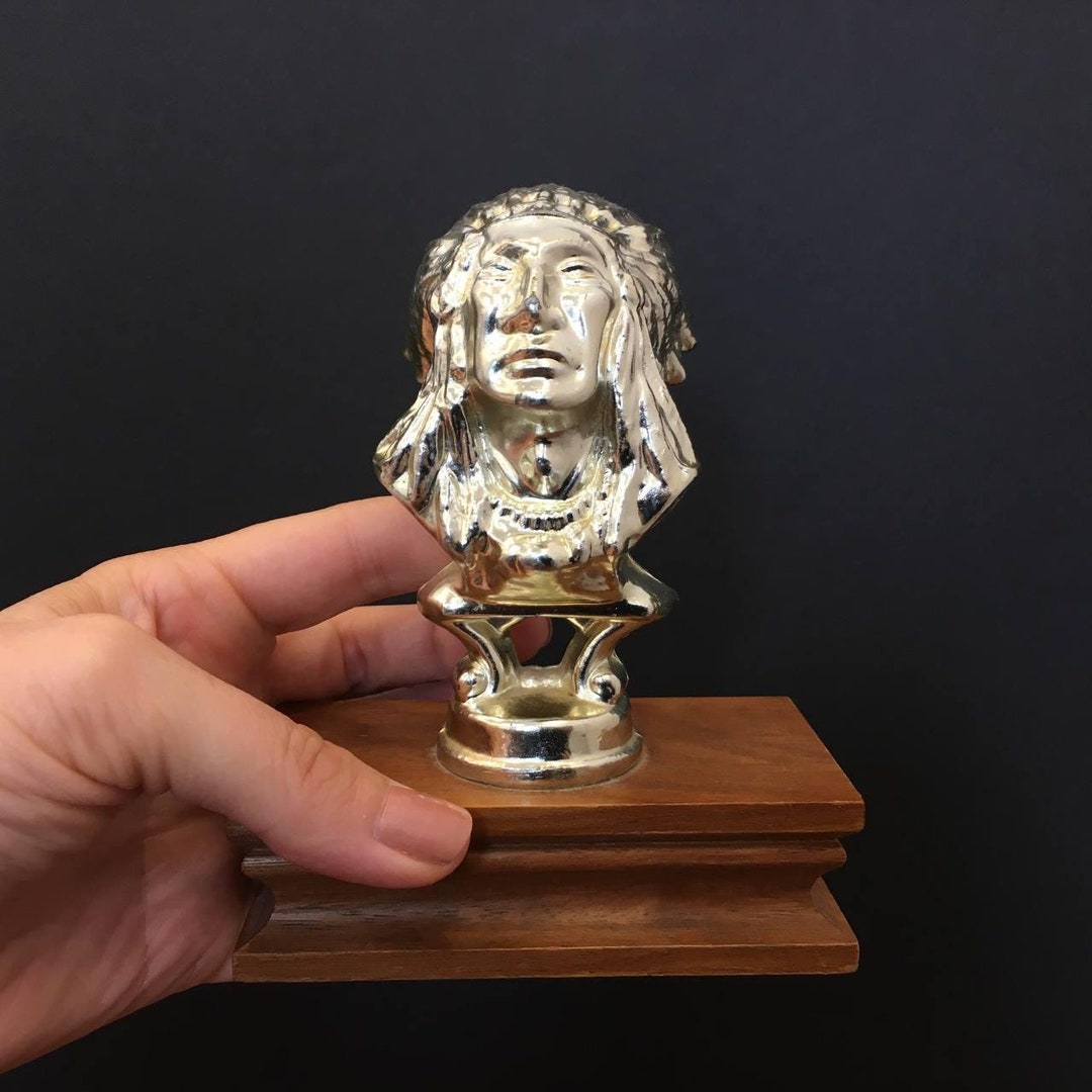 Vintage Chrome Plated Brass Figure. Bust of an Indian Chief. Vintage ...