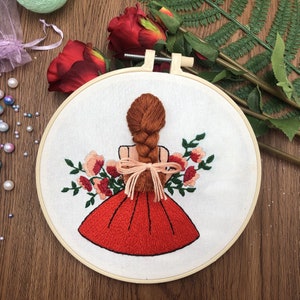 Girl Embroidery Kit - 1 Plastic Embroidery Hoop, Color Threads and ...