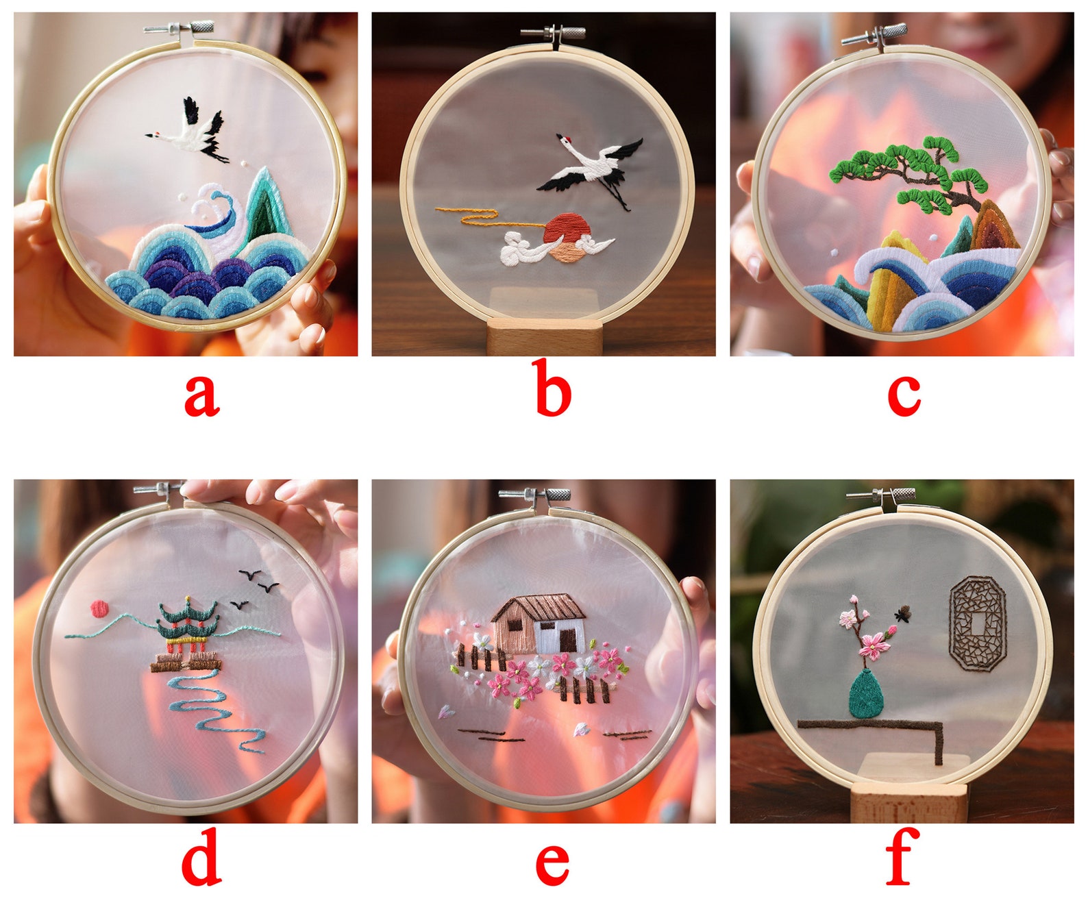 Cloud and Crane Embroidery Kit b Transparent Hoop Art | Etsy