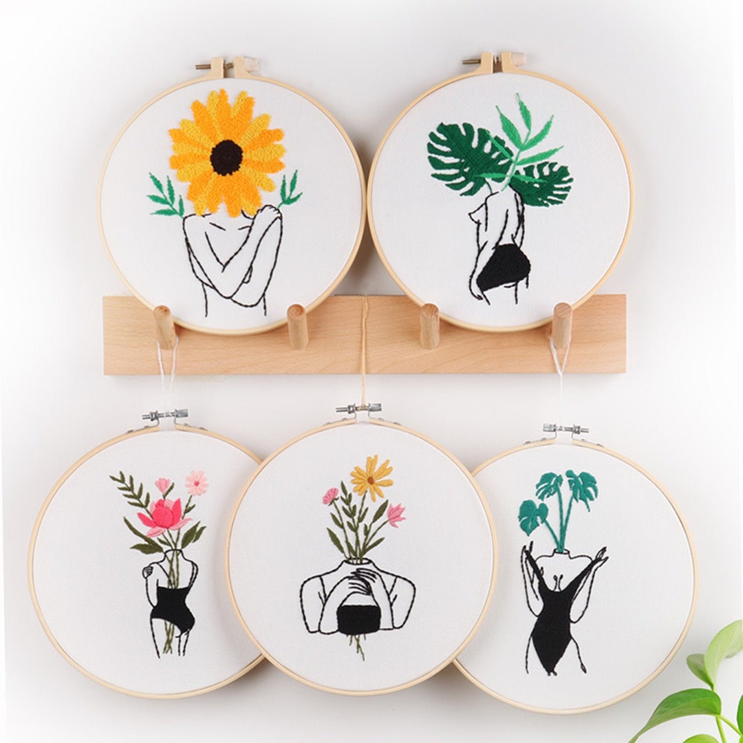 Feminist Embroidery Kit - Line Art Girls Hoop Art - Beginner Embroidery ...