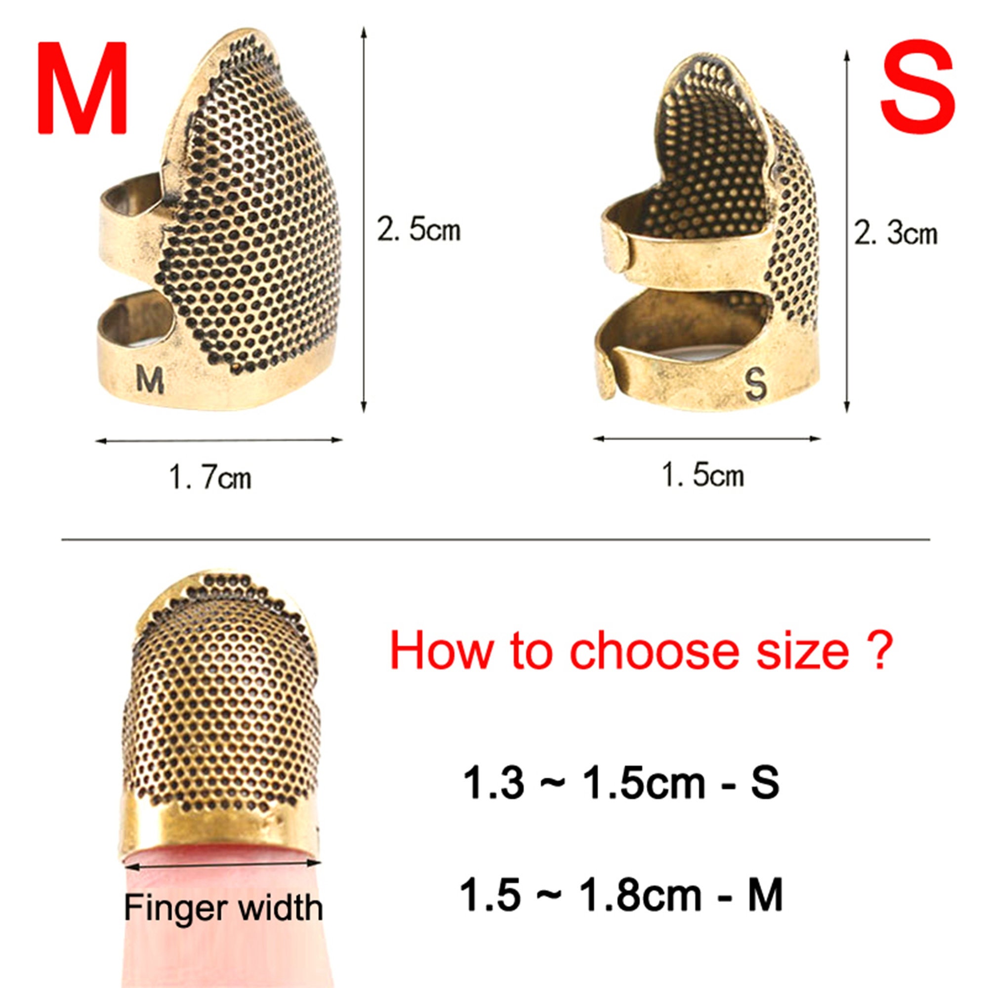 2 Size Sewing Thimble Finger Protector, Sewing Tools Accessories Retro ...