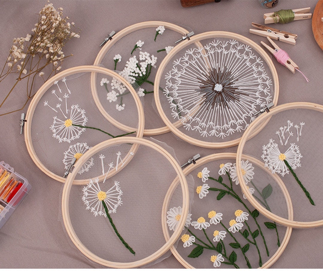 Transparent Embroidery Kit Hoop Art Mother's Day Gift Modern Embroidery ...
