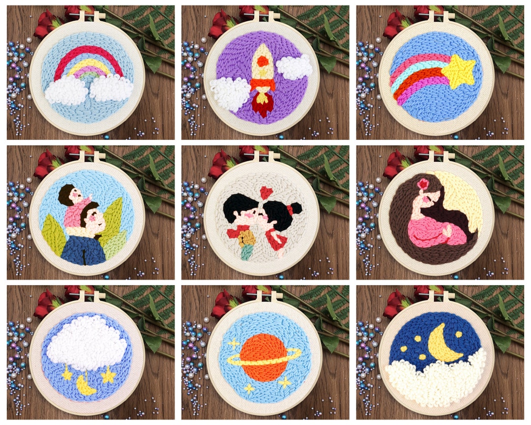 9 Punch Patterns - Punch Needle Kit Christmas Gift for Her, Full Kit ...