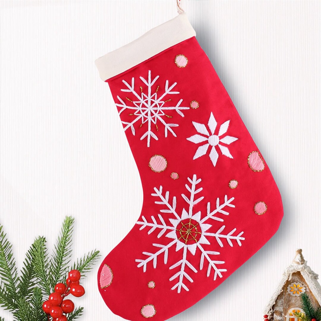 Snowflake Stockings Embroidery Kit Christmas Pattern for Beginners ...