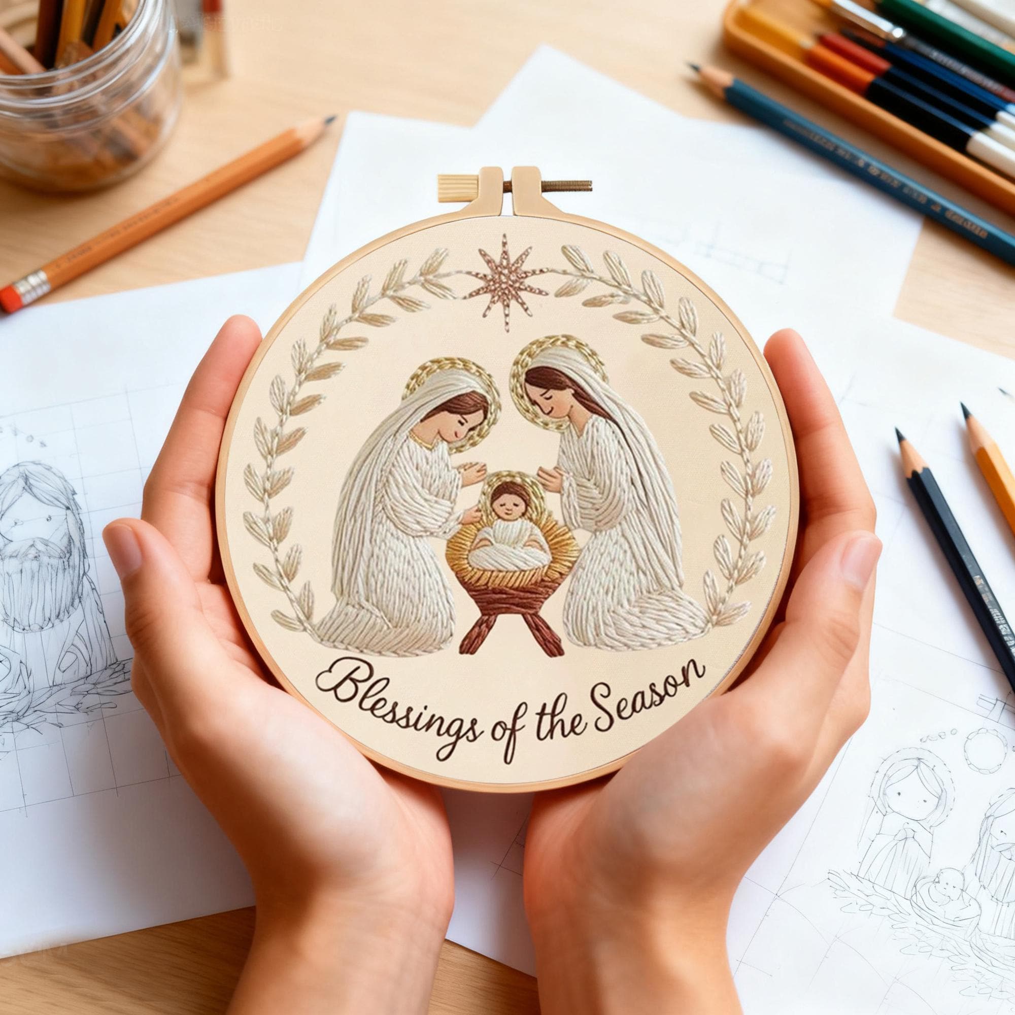 Nativity Embroidery Christmas Designs for Beginners Adults 6inch DIY ...