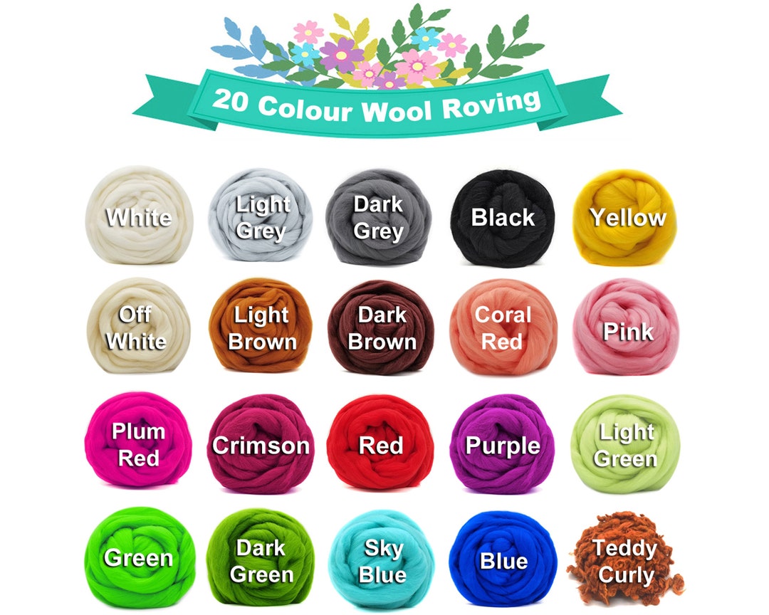 100g Merino Wool Roving – 19 Micron, Felting Fiber, 20 Colors - Etsy
