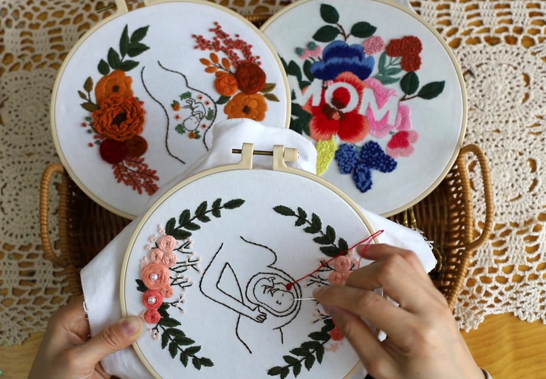 I LOVE MOM Patterns Embroidery Kit for Beginners Craft Kits for Adults ...