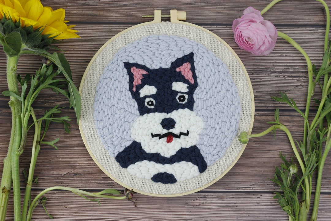 Dog Punch Needle Full Kits for Beginner Embroidery Kit, Cross Stitch ...