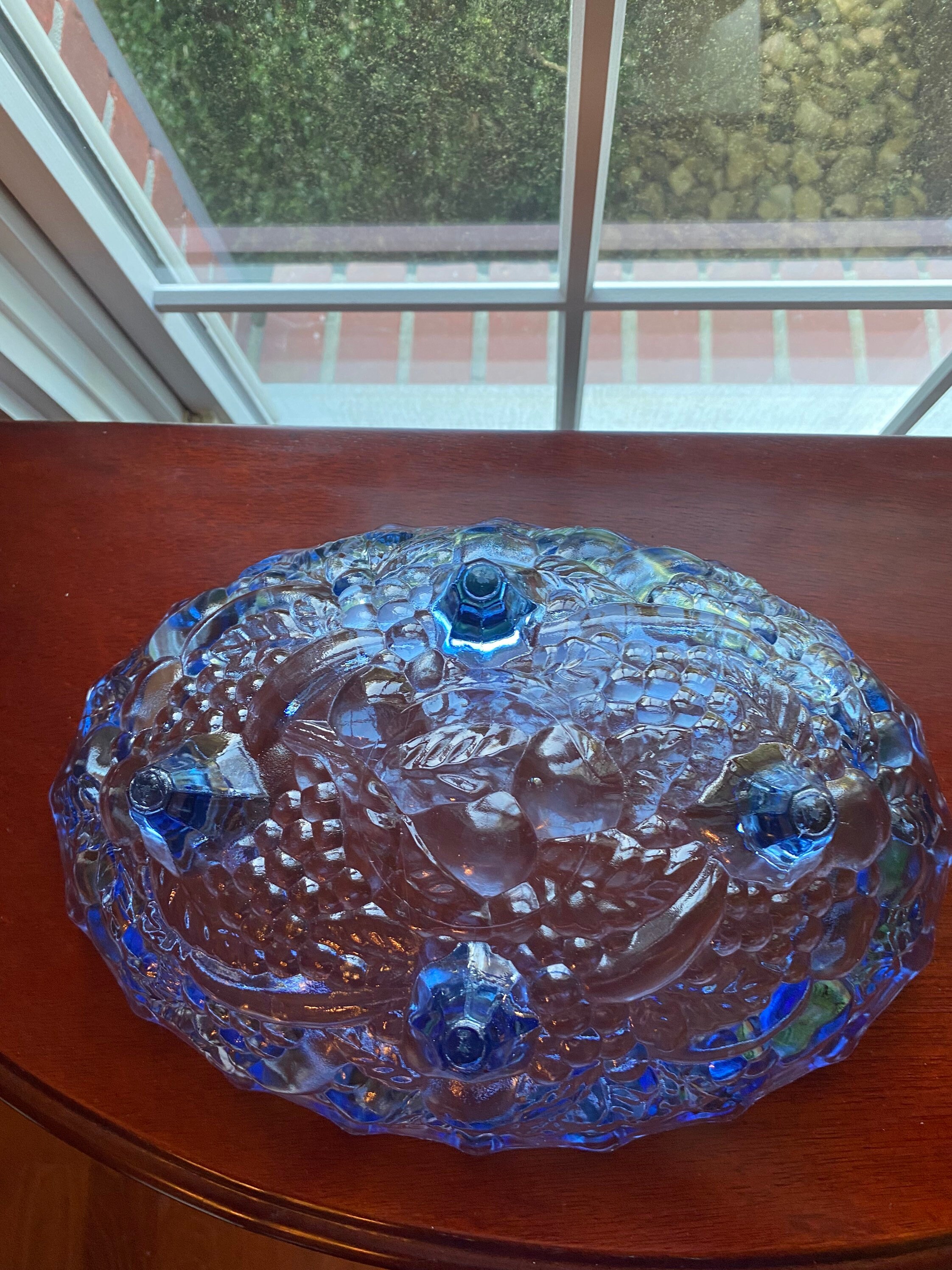 Vintage Blue Indiana Glass Harvest Footed Oval Bowl - Etsy
