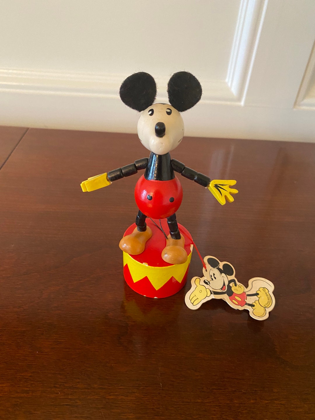 Vintage Walt Disney Mickey Mouse Wooden Push up Puppet - With Tags - Etsy
